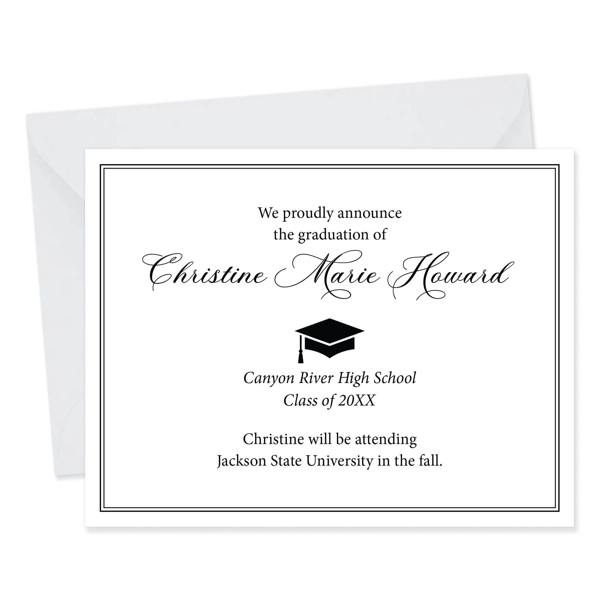 Formal Script Graduation Announcements With Border – HelloLoveGoods