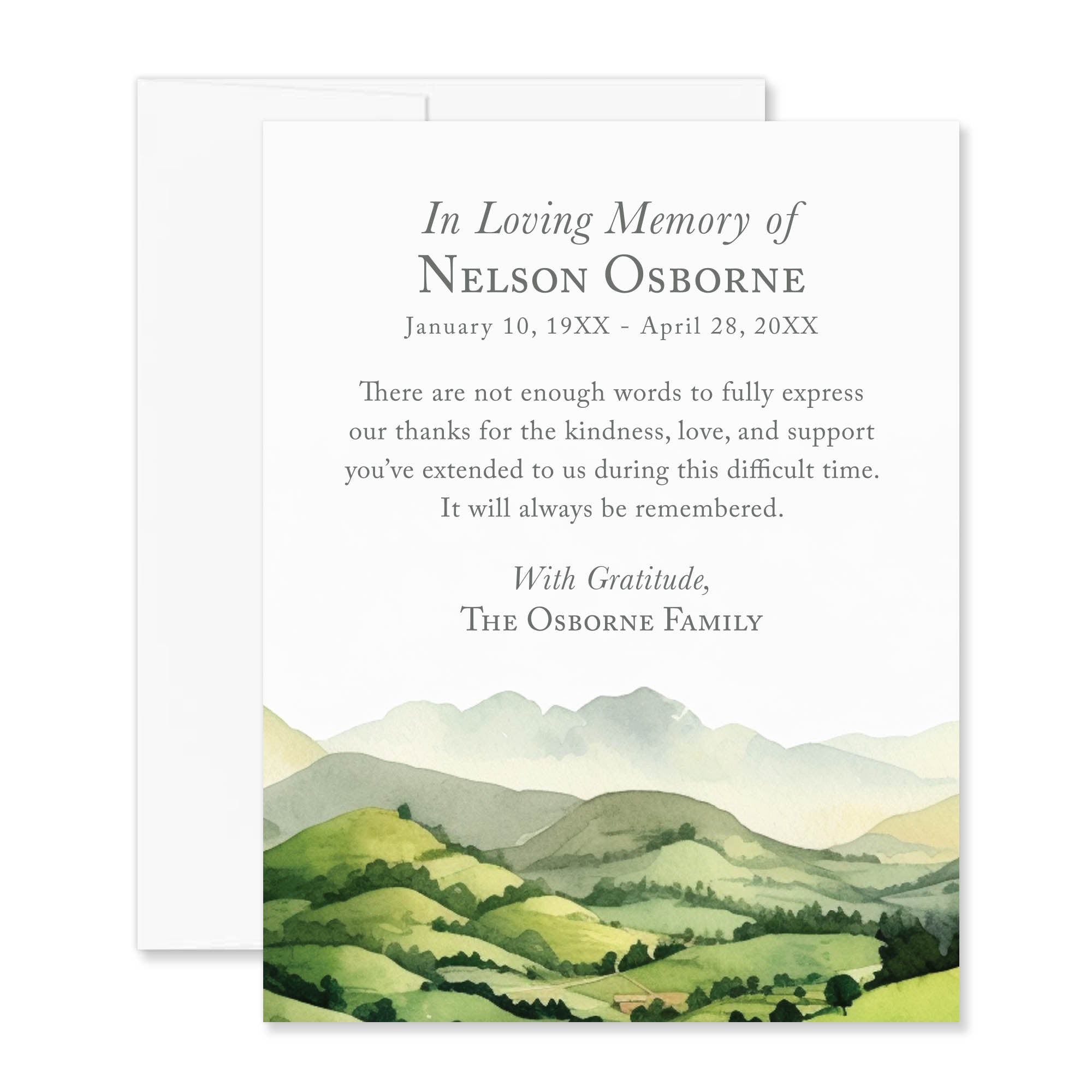 Green Hills Funeral Thank You Cards – HelloLoveGoods