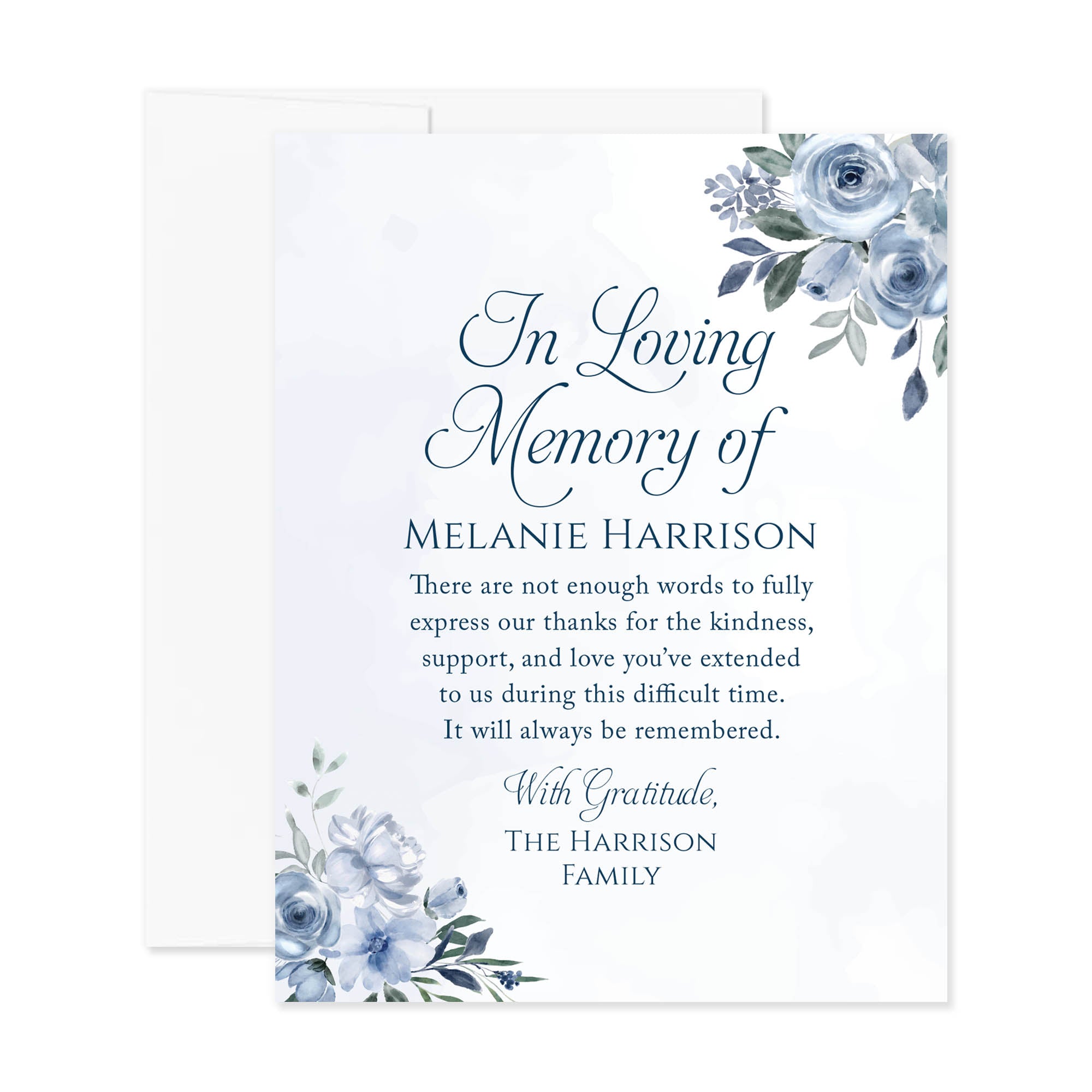 Soft Blue In Loving Memory Funeral Thank You Cards – HelloLoveGoods